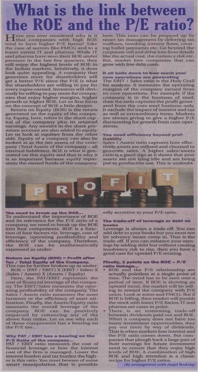 What is the link between the ROE and the P/E ratio? - Angel One